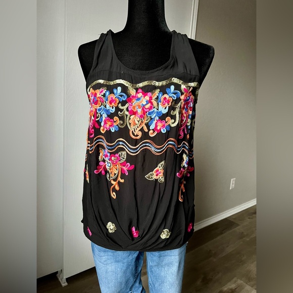 Umgee | Tops | Umgee Black Top With Colorful Floral Embroidery | Poshmark